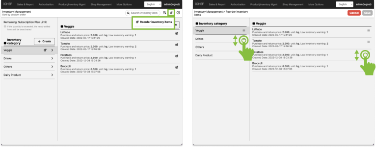 [Inventory Management] Set up Inventory – iCHEF Support