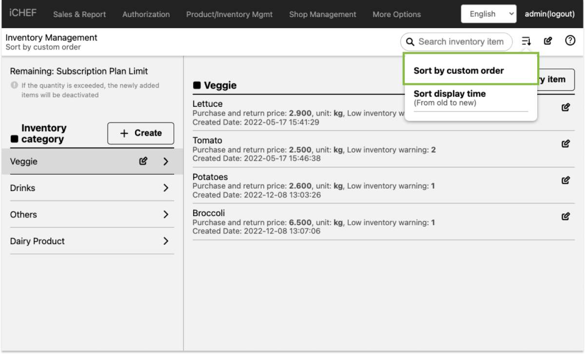 [Inventory Management] Set up Inventory – iCHEF Support