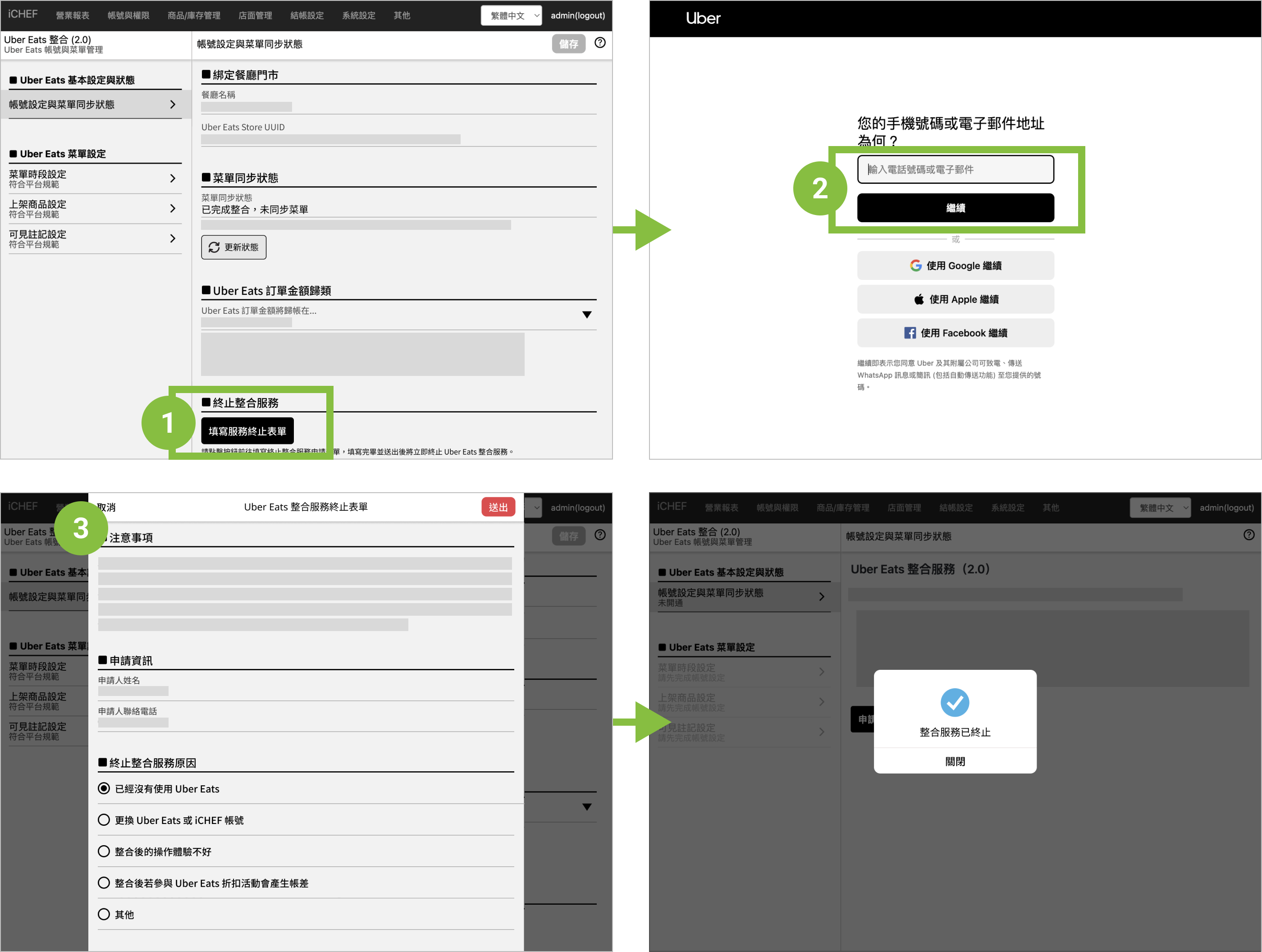 終止 Uber Eats 整合｜POS – iCHEF 知識庫